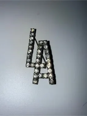 Accessories | Rhinestone La Letter Pin Brooch In Clear Crystal | Poshmark